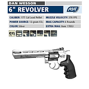 ASG Dan Wesson .177 Caliber Pellet Gun Revolver Air Pistol, 6"