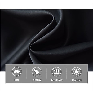 Lightolife Thickened Blackout Bunk Bed Curtains for Bottom Full, Install Accessory Included, 2 Panels, Black 47.2in