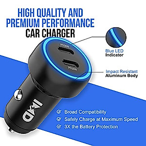 USB Type-C Car Charger Car Accessories – 60W Dual Ports Type-C Cell Phone Charger – Lighter USB Charger Compatible with iPhone, Samsung, Tablet – Fast Charge and Reliable Connection