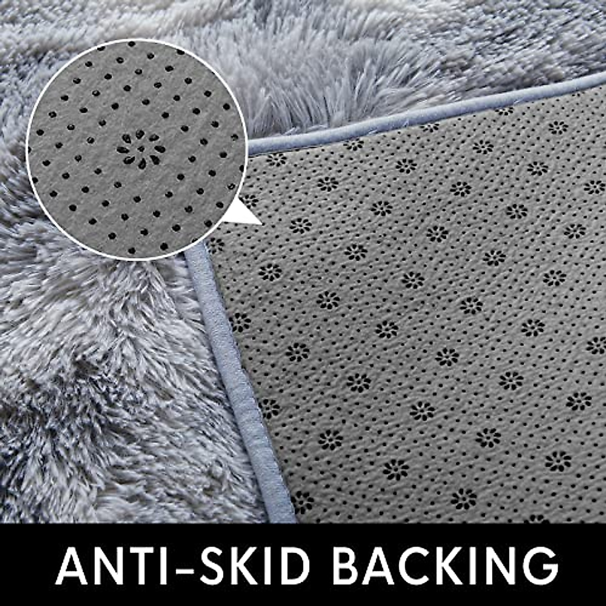 Vocrite Fluffy Rug for Bedroom, Gray 4'x6' Furry Shag Area Carpets, Anti-Slip Plush Shaggy Fur Throw Rugs for Kids Girls Nursery Dorm Living Room Classroom Home Decor,Tie Dyed Light Grey