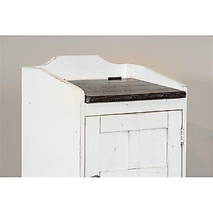 Pemberly Row 16" Farmhouse Wood Trash Box in White/Dark Brown