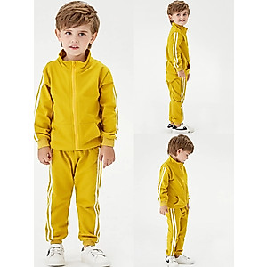 CRAZY GOTEND Toddlers Boys Outfit Set Long Sleeve Tracksuit Sweatsuit 2 Pack Kids Clothing Athletic Clothes Zip With Pockets Red 12-18 Months/80