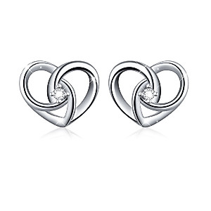 925 Sterling Silver Jewelry "I Love You To The Moon and Back" Love Heart Stud Earrings