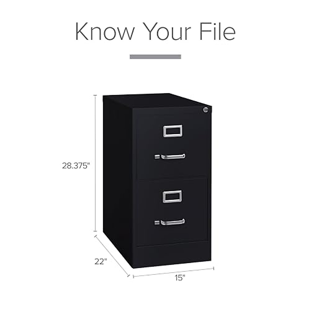 Hirsh Industries Vertical Letter File Cabinet, 2 Letter-Size File Drawers, Black, 15 x 22 x 28.37