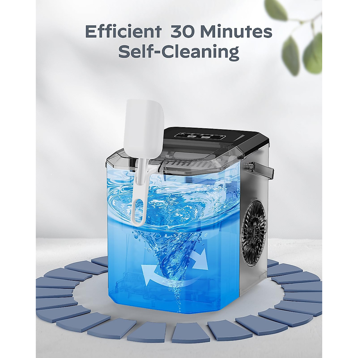 Silonn Stainless Steel Ice Maker Countertop, Stainless Steel Portable Ice Machine with Carry Handle, Self-Cleaning Ice Makers with Basket and Scoop, 9 Cubes in 6 Mins, 26 lbs per Day