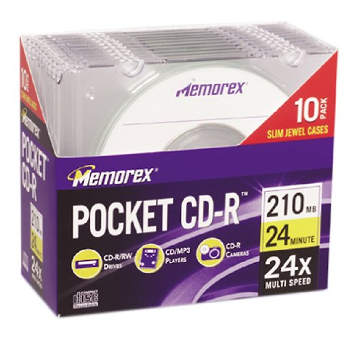 Memorex 210MB/24-Minute 24x 3 Pocket CD-R Media (10-Pack)