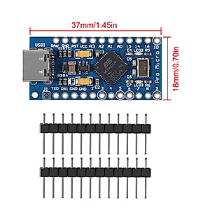 3pcs Type-C USB Pro Micro ATmega32U4 5V 16MHz Module Board ATmega32U4 Development Module Board Microcontroller with 2 Row Pin Header for Leonardo Replace Pro Mini