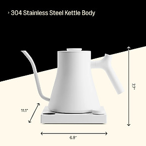 Fellow Stagg EKG Pro Electric Gooseneck Kettle - Pour-Over Coffee and Tea Pot, Stainless Steel, Quick Heating, Matte White, 0.9 Liter