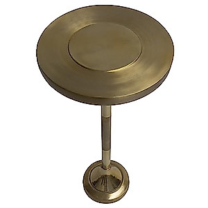 11-Inch Modern Side End Drink Table, Removable Round Top, Sleek Pedestal Base, Gold