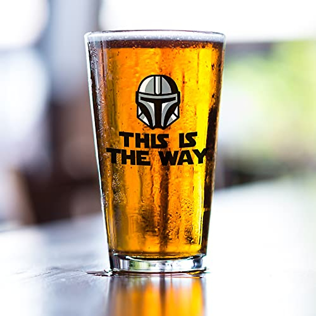 Momstir This is the Way Star Wars Themed Beer Glass with Mandolorian Bounty Hunter Din Djarin during the Fallen Galactic Empire - Star Wars Gift for Men and Women, Starwars Fans Gift Idea