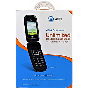LG B470 AT&T Prepaid Basic 3g Flip Phone, Black - Carrier Locked to AT&T