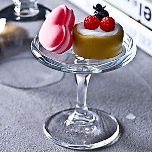 Mini Cake Stand Glass Mini Cupcake Display Plate with Dome Cover Pedestal Dessert Stand Holder for Wedding Birthday Party Supplies (Plain)