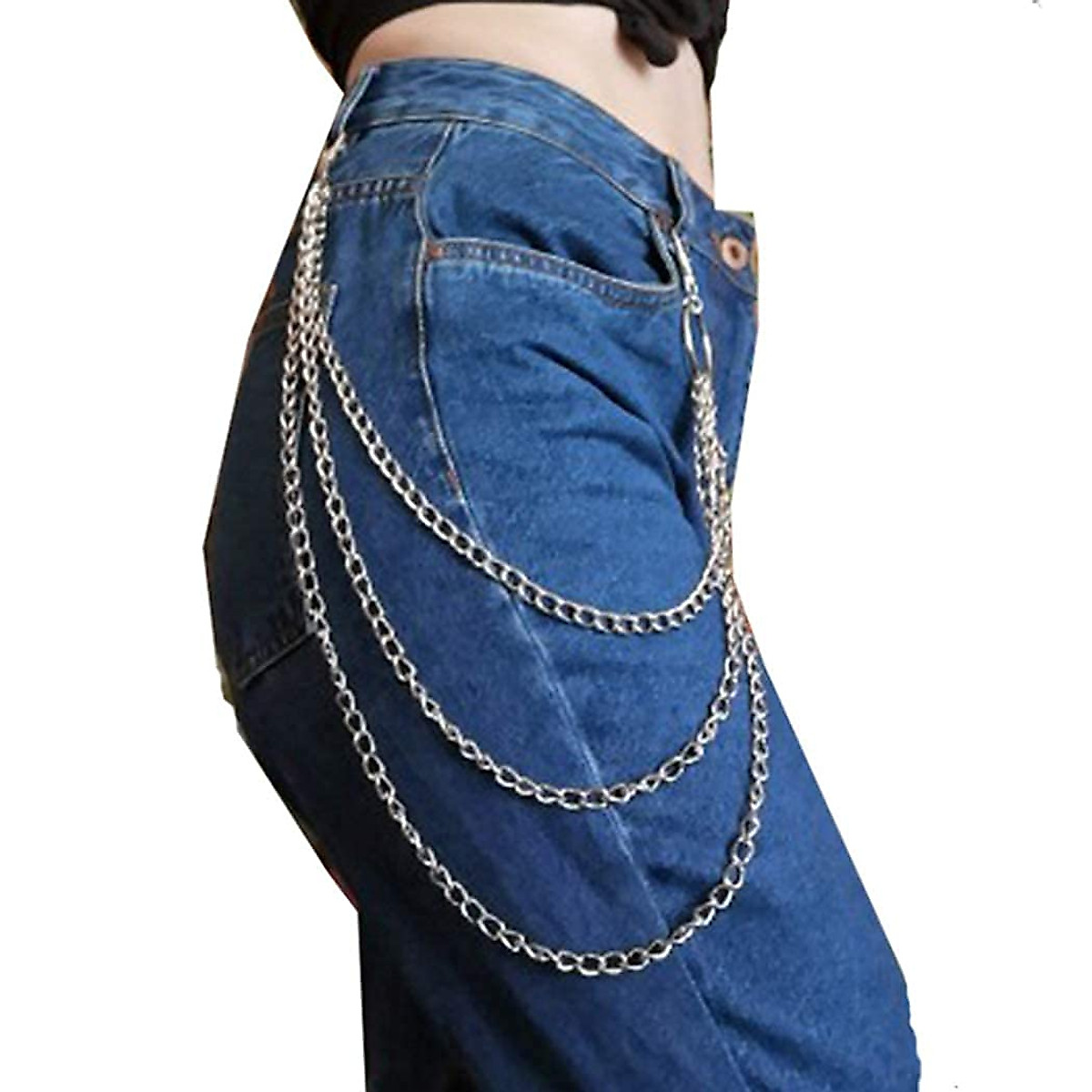 Zehope Layered Pant Chains Goth Chains Trousers Wallet Chain Jewelry for Men and Women(Silver)