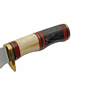 SZCO Supplies 203456 Bone and Wood Handled Outdoor Hunting Knife with Leather Sheath, 11.5" Length