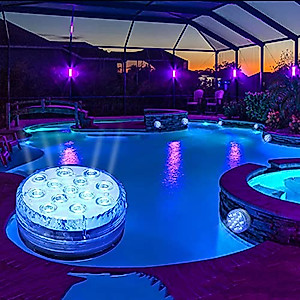 1PC Pool Lights Submersible LED Lights With Magnet And Suction Cups Remote Pool Lights IP68 Waterproof Underwater Timing With Pool Light for Pond Aquarium Fountain Bathtub Home Garden Decor (S, Clear)