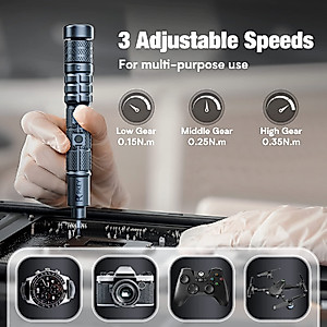 PKEY Mini Electric Screwdriver Set,Precision Electric Screwdriver， Cordless with 28 Precision Magnetic Bits, 3 Gears Torque, Overload Protection, Repair Tool Set for Phone Camera Laptop Watch