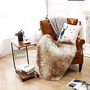 Bedroom Area Rug, Washable Faux Fur Fluffy Shag Rugs, 2x3' Modern Non Slip Shaggy Small Rug for Home Decor Living Room, Kids Room Bedside Square Soft Plush Carpets,Milk Brown