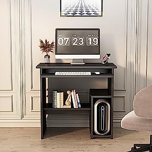 ALISENED Desktop Computer Desk, Laptop Study Table Office Desk with Storage Drawer Shelves Keyboard Tray, Small Student Desks Gaming Computer Desk for Small Spaces Home Office