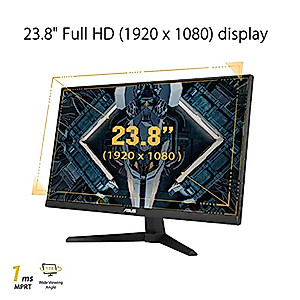 ASUS TUF Gaming 23.8” 1080P Monitor (VG247Q1A) - Full HD,165Hz (Supports 144Hz),1ms, Extreme Low Motion Blur, Adaptive-sync, FreeSync Premium,Shadow Boost, Speakers, Eye Care, HDMI, DisplayPort, BLACK
