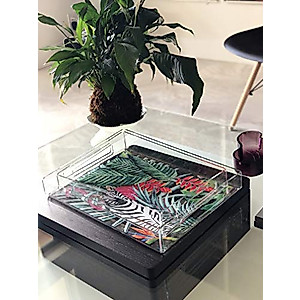 Idea Design Studio Clear Acrylic Animal Print Decorative Serving Tray (Flamingo, Large, 15.75 x 12 x 2.5 Inches)