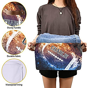 Space Football Personalized Storage Basket ,Custom Storage Bins Cubes Organizer with Handle for Bedroom Wardrobe,Nursery,Basket 2 Pack