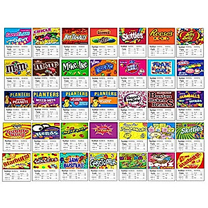 2.5" Candy Vending Machine Nutrition Labels Stickers (24 Pack)