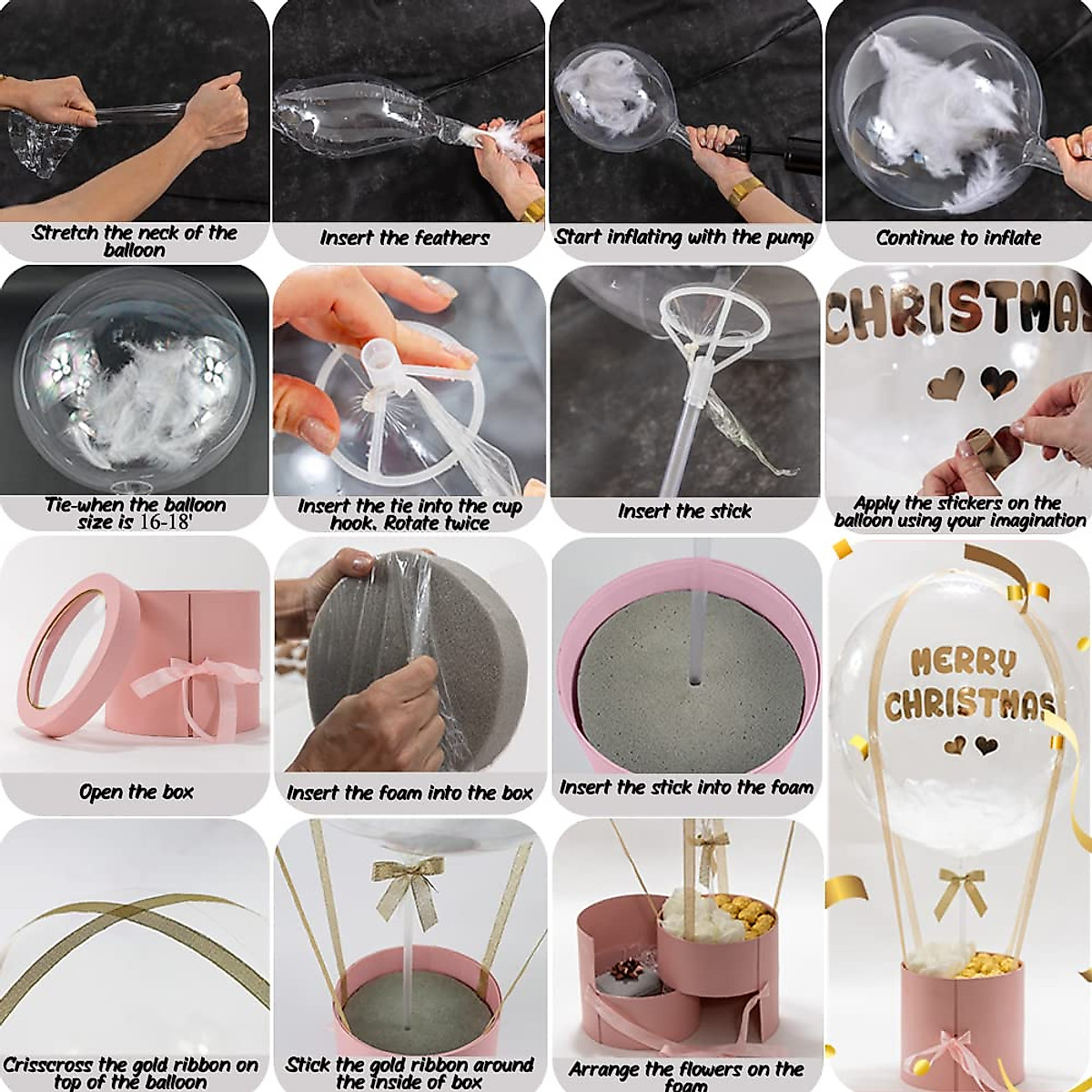 Surprise Gift Box for Women with Bobo Balloon & Letters for Happy Birthday, Mother’s Day, Valentine's Day, Anniversary. Premium Present with Mock Flowers for Mom, Wife, Girlfriend, Sister, Pink