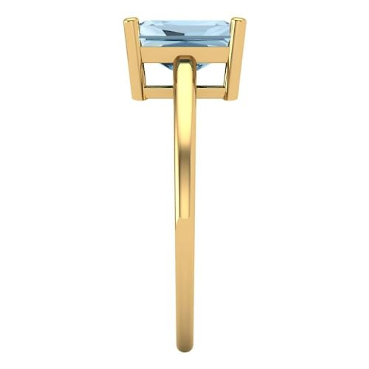 Clara Pucci 2.0 ct Emerald Cut Solitaire Natural Swiss Blue Topaz Bridal Designer Anniversary Engagement Ring 14k Yellow Gold 10.25