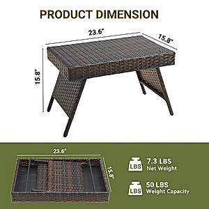 PE Rattan Chaise Lawn Sunbathing Chairs with End Table, 79'' Long Reclining Chair Set of 2, Chaise Longue Wicker Reclining Lounge Chair for Patio, Poolside, Lawn, Garden