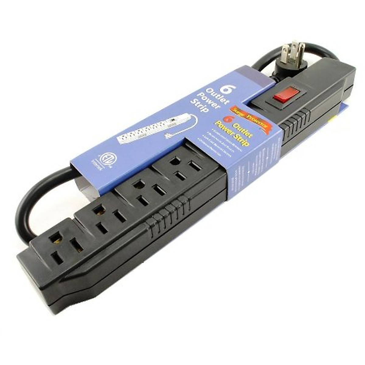 CablesOnline, 6 Outlet Surge Strip, Horizontal, 90 Joules, 24in (2 ft.) Cable, (SP-002)