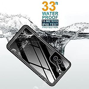 Temdan Samsung Galaxy S21 FE Waterproof Case, Slim Fit, Heavy Duty Protection, 6.4-inch Screen Protector - Black
