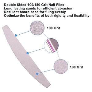Nail File and Buffer (20 Pcs), Buffer Block Nail Files Double Sided 100/180 Grit for Acrylic and Natural Nails, fingernail Emery Board Buffing Blocks Manicure Set Nail Care kit Tool Halfmoon Arc