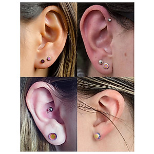 Prjndjw 12 Pairs 20G 18G Surgical Steel Flat Top Stud Earrings Set for Women Men Helix Tragus Barbell Stud Earrings Piercing Jewelry Mix Sizes 3mm 4mm 5mm 6mm 7mm 8mm Mixed color