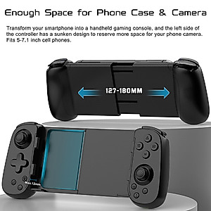 Joso Phone Controller for iPhone/Android/PC, D6 Wireless Game Controller for Switch/PS3/PS4 with Hall Joystick/Turbo/6-Axis Gyro/Dual Motor, iOS Android Controller Support Cloud Gaming/Remote Play