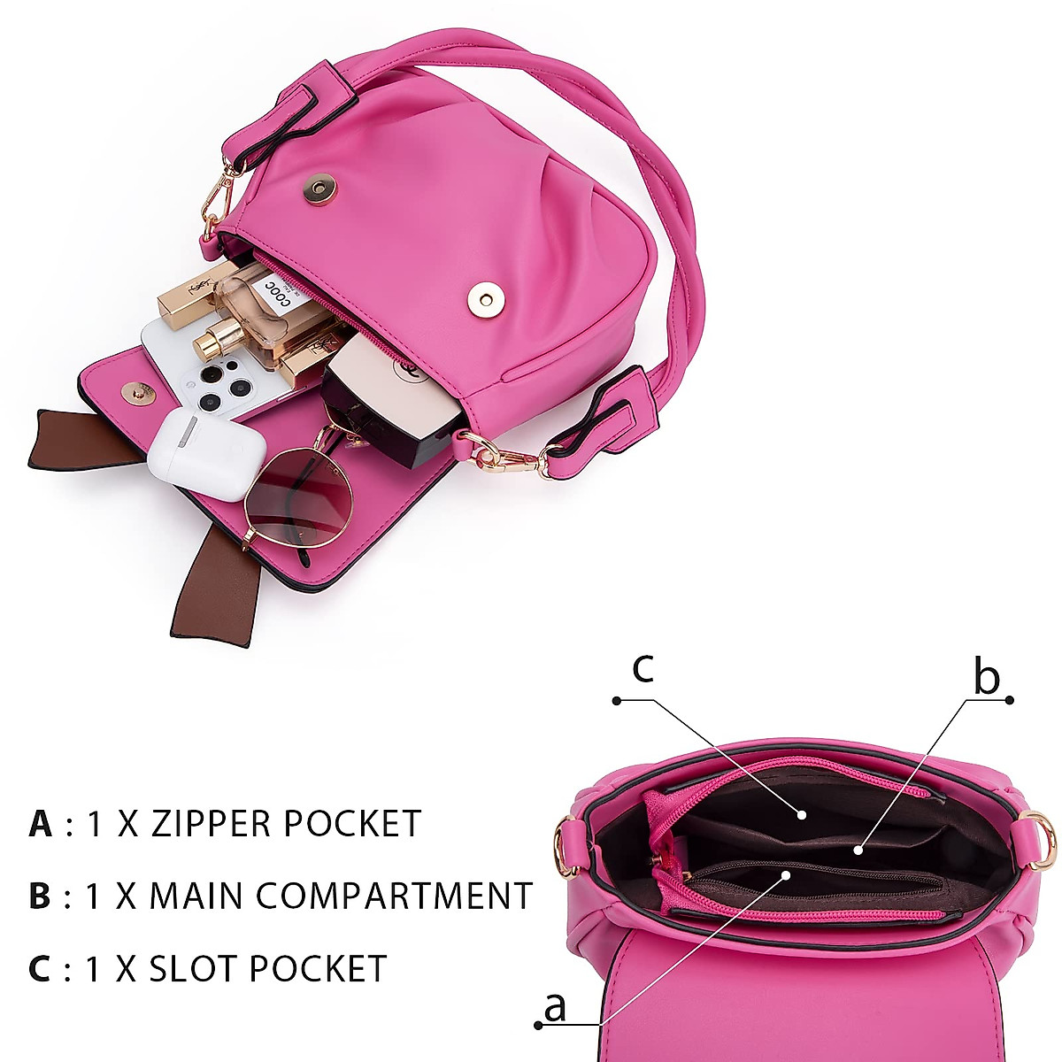 K.EYRE Small Purse for Women Cute Bow Knot Crossbody Shoulder Purses and Handbags -Pink