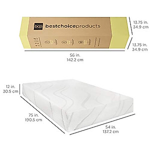 Best Choice Products 12in Full Size 2-Layer Medium-Firm Mattress w/Moisture Wicking, Odor Reducing Bamboo Charcoal Gel & Green Tea Infused Memory Foam - CertiPUR-US Certified