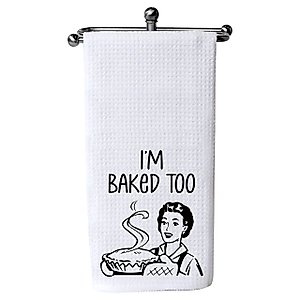 XIKAINUO I’m Baked Too - Waffle Cotton Kitchen Towels Hand Towel, Kitchen Decor Towel Flour Sack Towel Dish Towel for Women Sisters Mom Aunts Hostess Christmas New Home Kitchen Gifts