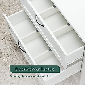 Adjustable Tall Drawer Dividers, [4 Pack] Adjusting Legnth from 15 Inch - 21 Inch, Drawer Organizers for Clothes, Locks in Place, Use for Bedroom, Bathroom, Kitchen & Office Organization and Storage.