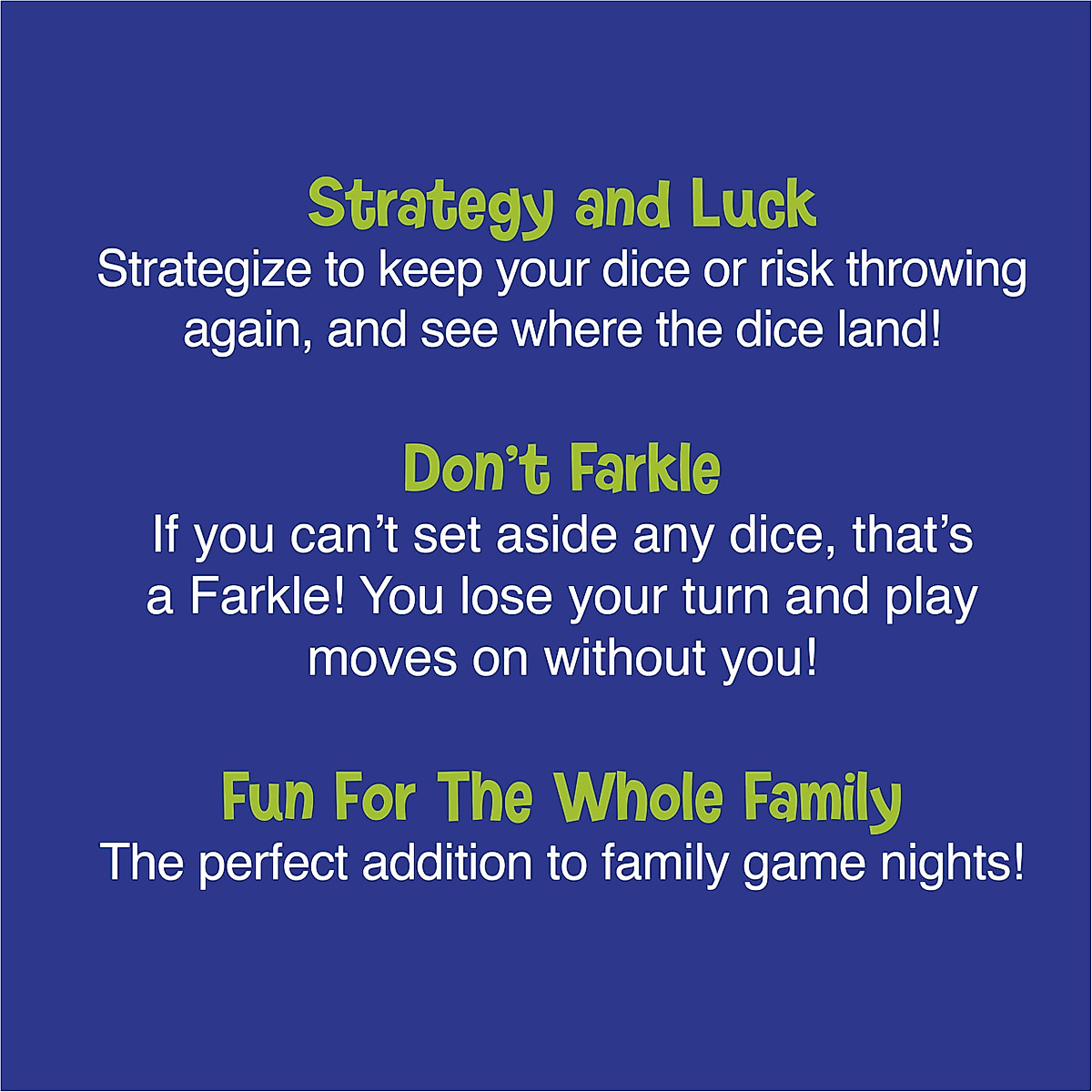 PlayMonster Farkle Classic Dice Game – Premium Kids Games, Dice Games, Family Games, Travel Games, Adult Games, Board Games, Dice Cup, Dice Set, Farkle Score Sheets Included, Ages 8+