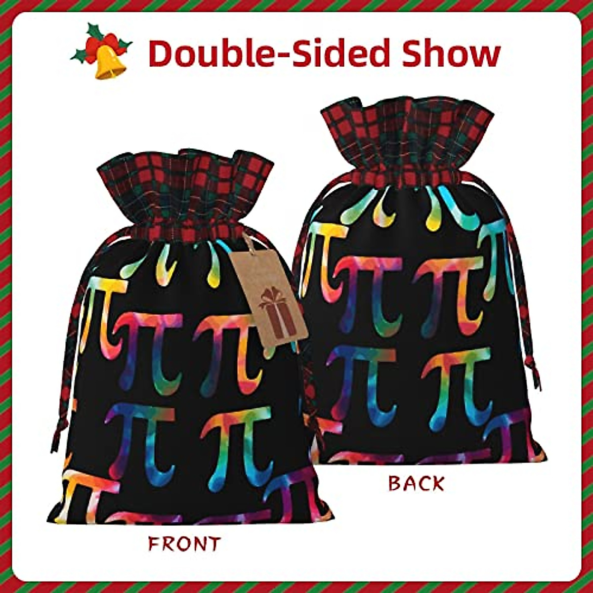 Christmas Drawstring Gift Bags Pi-Math Buffalo Plaid Drawstring Bag Party Favors Bags
