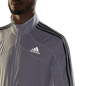 adidas Men's Marathon Jacket 3-Stripes, White/Black, Large