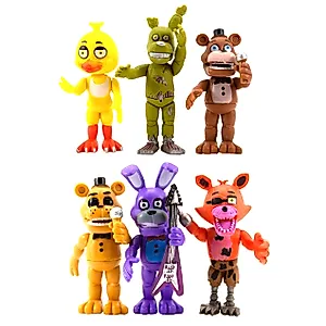 NA Toysvill FNAF Action Figures (Set of 6 pcs) | Inspired by Five Nights at Freddy’s Toys Figurines Set, Cake Toppers, Party Set, Collectible Toys for Kids, Height About 4 inches