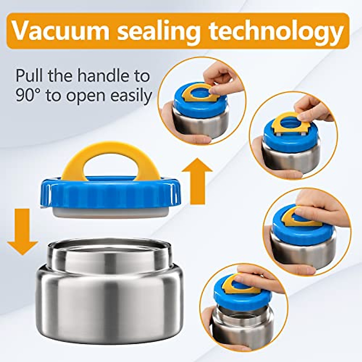 PIQUEBAR 8 Ounce Kids Thermo For Hot Food Vacuum Soup Thermo Insulted Food Jar, Lunch Container for School, Travel, Stainless Steel (8oz Blue)