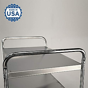 Lakeside Manufacturing 493 Utility Cart, Stainless Steel, 3 Shelves, 500 lb. Capacity (Fully Assembled)