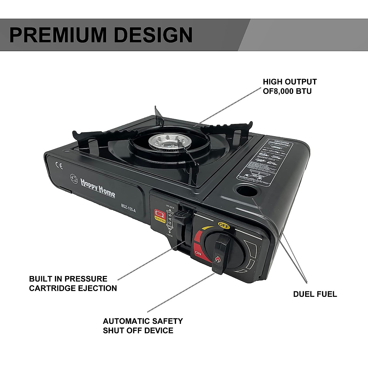 Portable Camping Stove, Propane and Butane Dual Fuel Camping Stove, Including Electronic Ignition, Brass Burner, Suitable for Camping and Hiking | Emergency Cooking Stove
