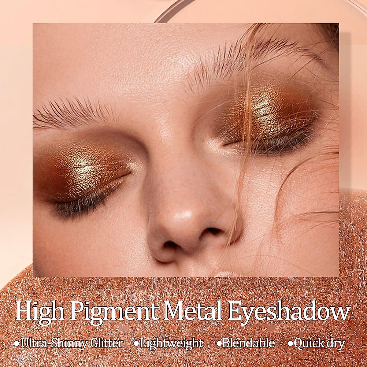 Rosarden Glitter Liquid Eyeshadow, Glitter Eyeshadow, Face Glitter, Liquid Eyeshadow,Metallic Eye Shadow, Long Lasting, Quick-Drying, Waterproof Orange Glittering Eye Shadow For Women