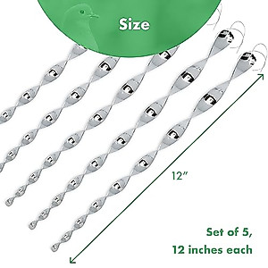 Bird BLINDER Bird Deterrent - Bird Reflective Repellent Outdoor Devices - Bird Scare Devices - Window Reflector Deterrents - Wind Twisting Bird Scare Rods - Holographic Devices (12 inch, Set of 5)