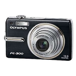 Olympus Stylus FE-300 12MP Digital Camera with Dual Image Stabilized 3X Optical Zoom (Black)