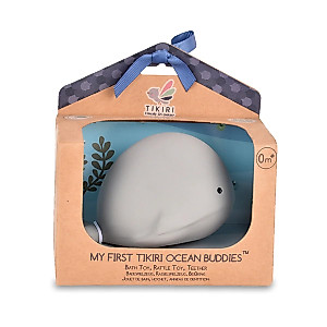 Tikiri Toys Ocean Buddies Whale Natural Rubber Rattle (Gray)