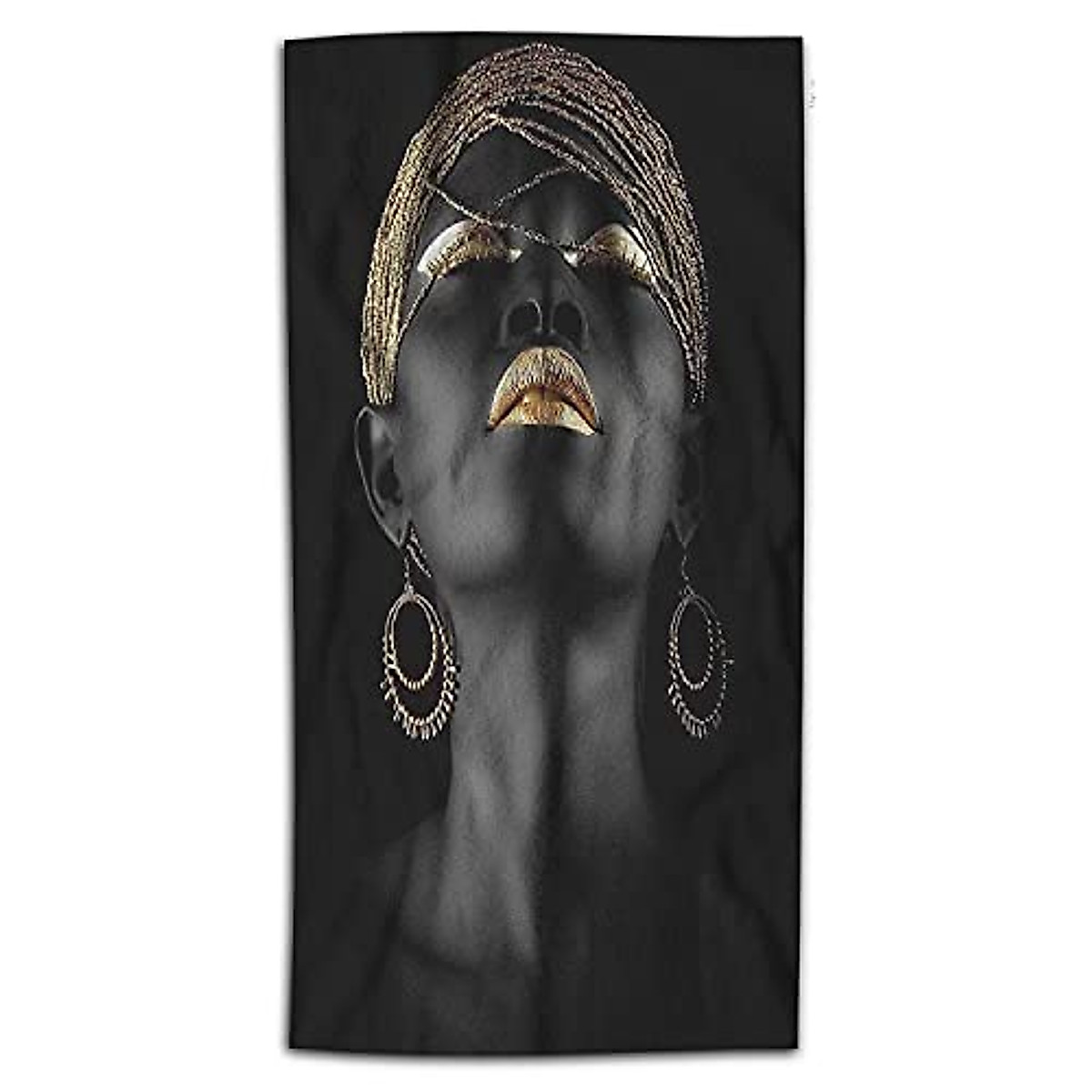 WONDERTIFY African American Woman Hand Towel Afro Girl Hand Towels for Bathroom, Hand & Face Washcloths Gold Black 15X30 Inches